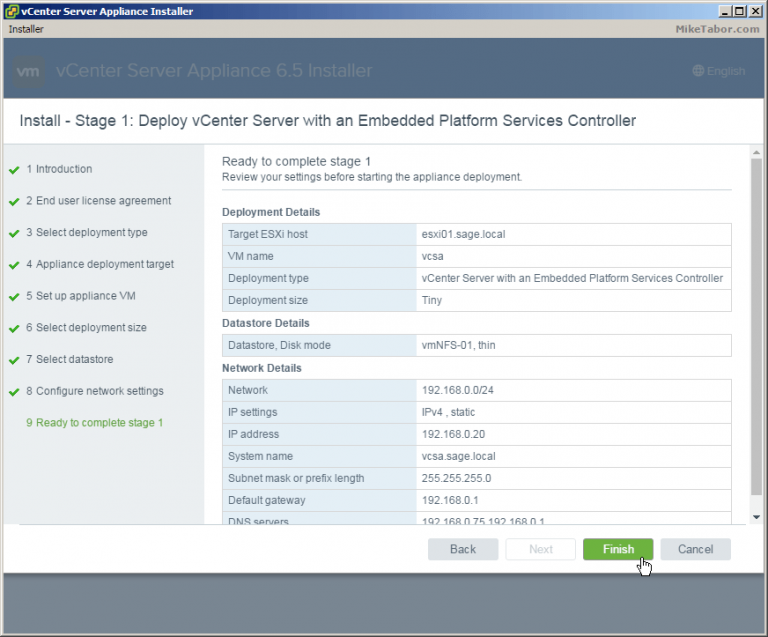 Installing VMware vCenter Server Appliance 6.5 - Data Center Solutions